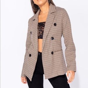 Jackets & Coats | Check Print Blazer Brown Plaid Check | Poshmark
